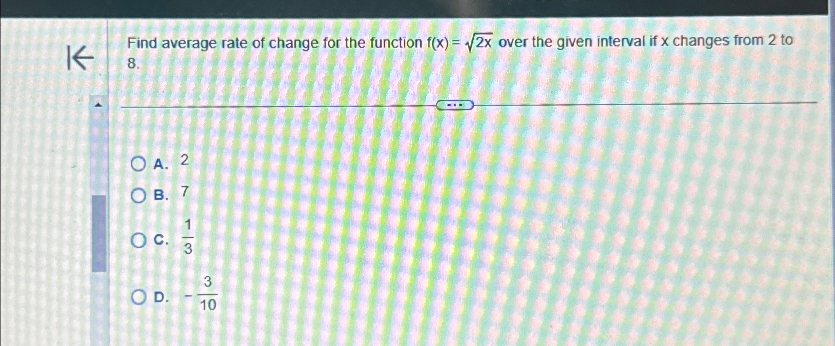 Solved Find average rate of change for the function f(x)=2x2 | Chegg.com