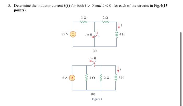 Solved Determine The Inductor Current I T For Both T 0 And