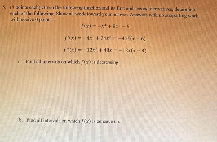 Solved ( 7 points each) Given the following function and its | Chegg.com