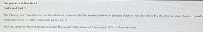 Comprehensive Problem 1 Part 7 and Part 3t The | Chegg.com