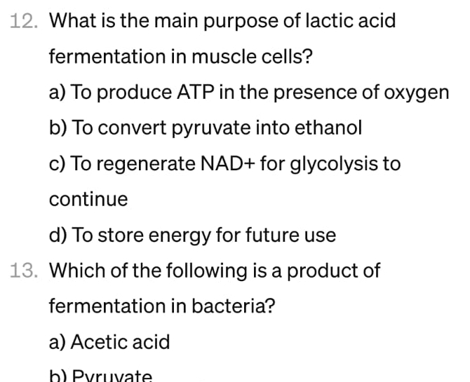 Solved What is the main purpose of lactic acid fermentation | Chegg.com