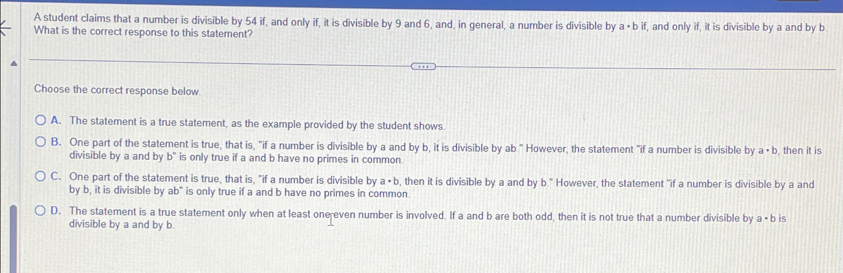 Solved A student claims that a number is divisible by 54 | Chegg.com