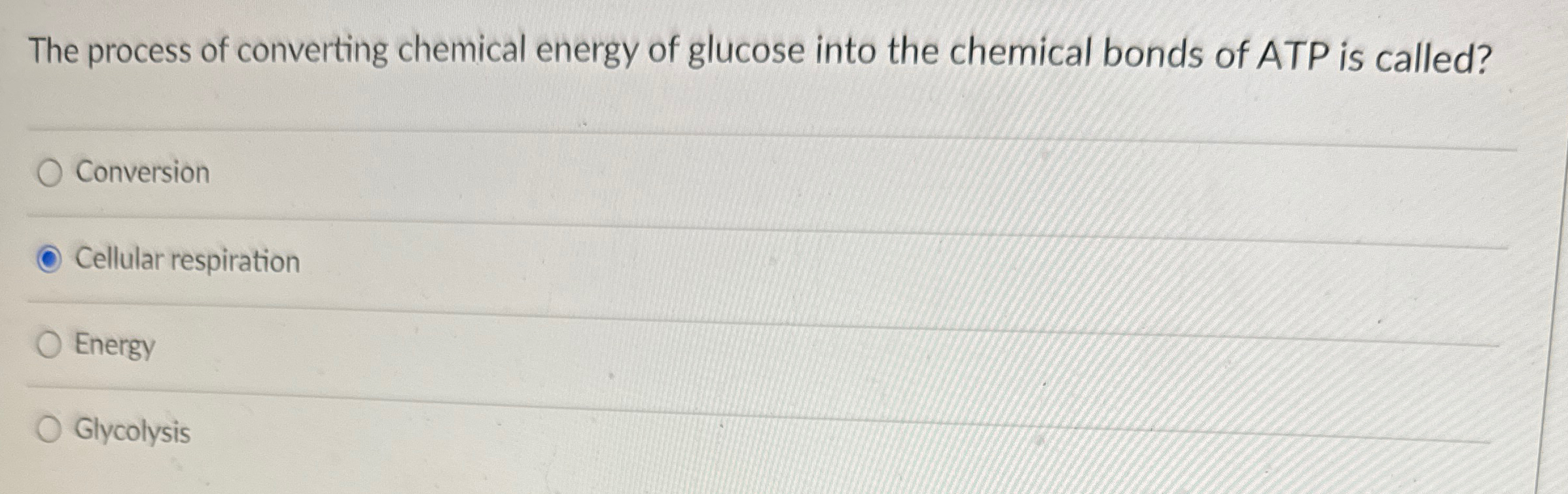 Solved The process of converting chemical energy of glucose | Chegg.com