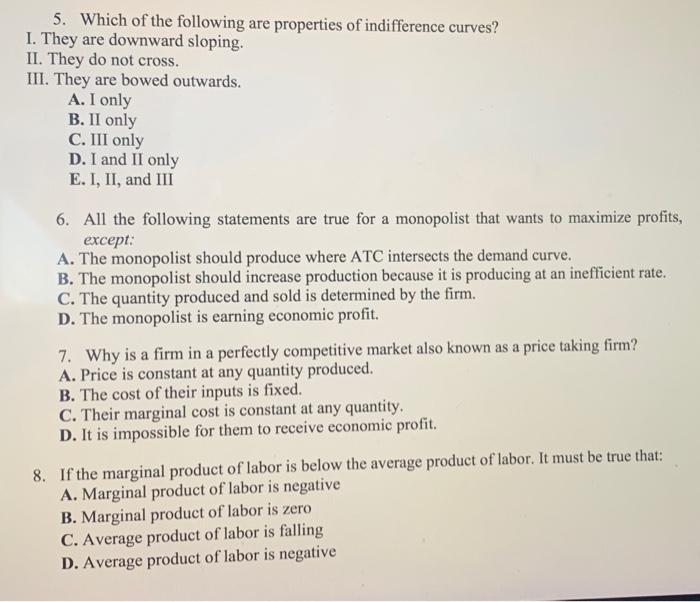 Solved 5. Which of the following are properties of | Chegg.com