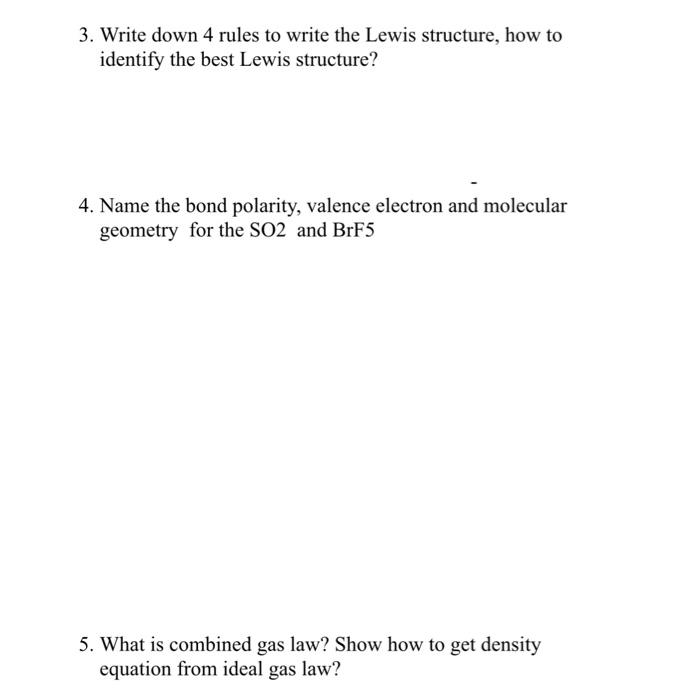 Solved 3. Write down 4 rules to write the Lewis structure, | Chegg.com