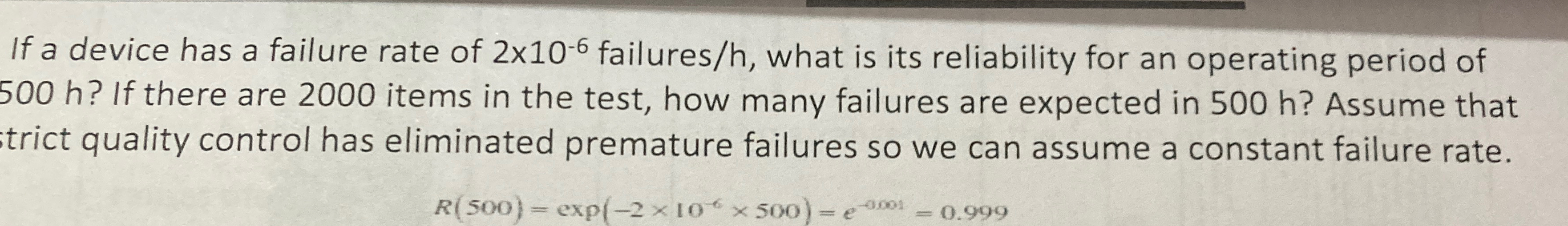 Solved If a device has a failure rate of 2×10-6 ﻿failures | Chegg.com