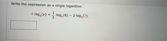 Solved Write the expression as a single logarithm. | Chegg.com