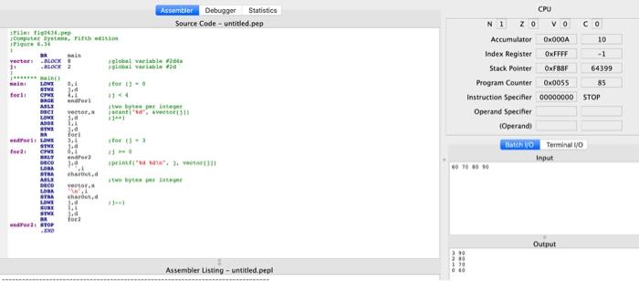 Solved Assembler Debugger Statistics Source Code - untitled | Chegg.com
