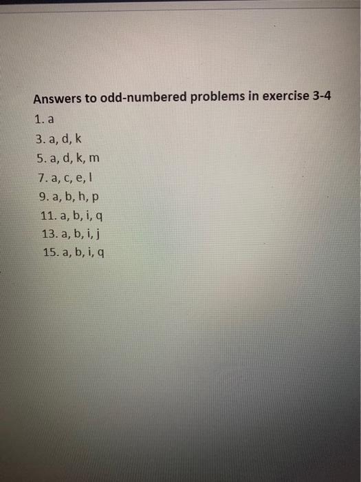 Solved Answers to odd-numbered problems in exercise 3-4 1. a | Chegg.com