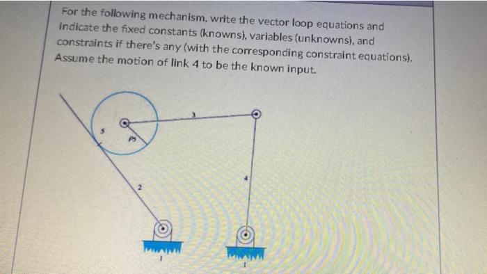 Solved For the following mechanism, write the vector loop | Chegg.com