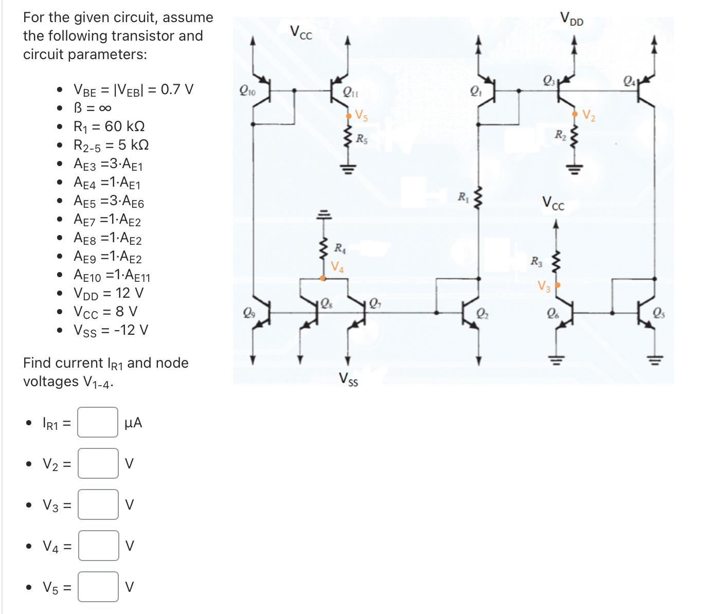 Solved For the given circuit, assume the following | Chegg.com