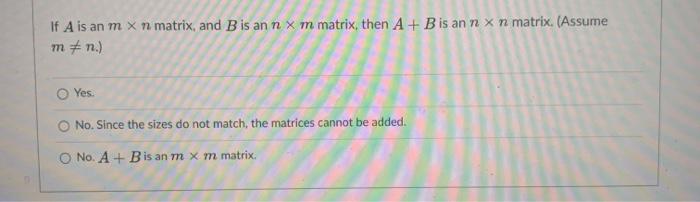 Solved If A is an m x n matrix, and B is an n x m matrix, | Chegg.com