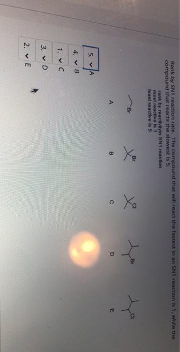 Solved Rank by SN1 reaction rate. The compound that will | Chegg.com