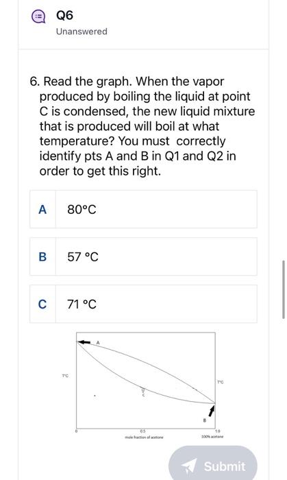 Solved 6. Read the graph. When the vapor produced by boiling | Chegg.com
