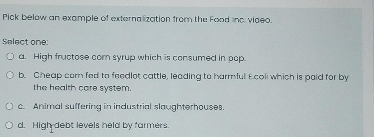 Pick below an example of externalization from the | Chegg.com