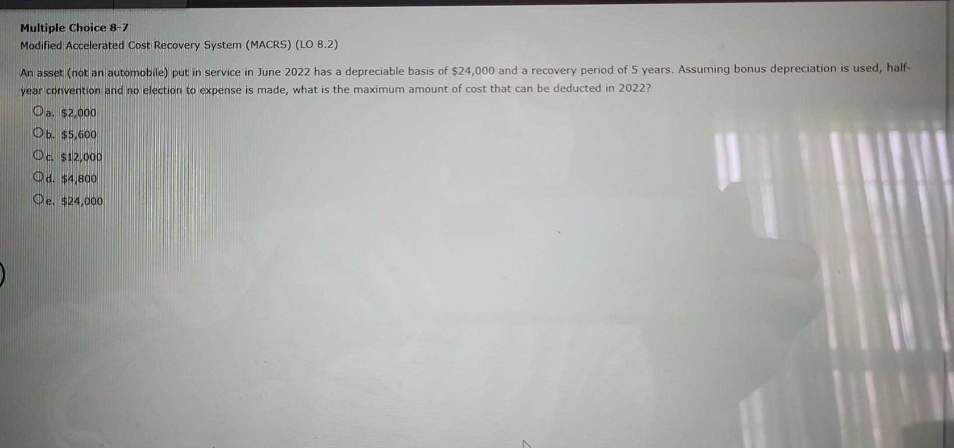 Solved Multiple Choice 8-7 Modified Accelerated Cost | Chegg.com