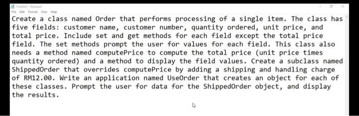 Solved Create A Class Named Order That Performs Processing 