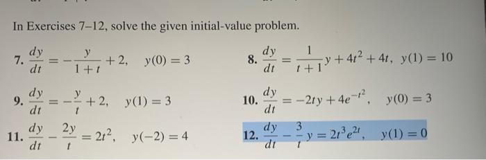 Solved In Exercises 7-12, solve the given initial-value | Chegg.com
