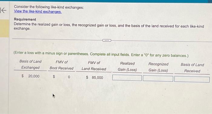 Solved Consider the following like-kind exchanges: View the | Chegg.com