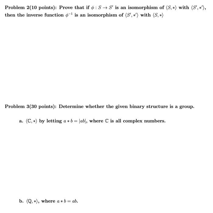 Solved Problem 2(10 points): Prove that if ϕ:S→S′ is an | Chegg.com