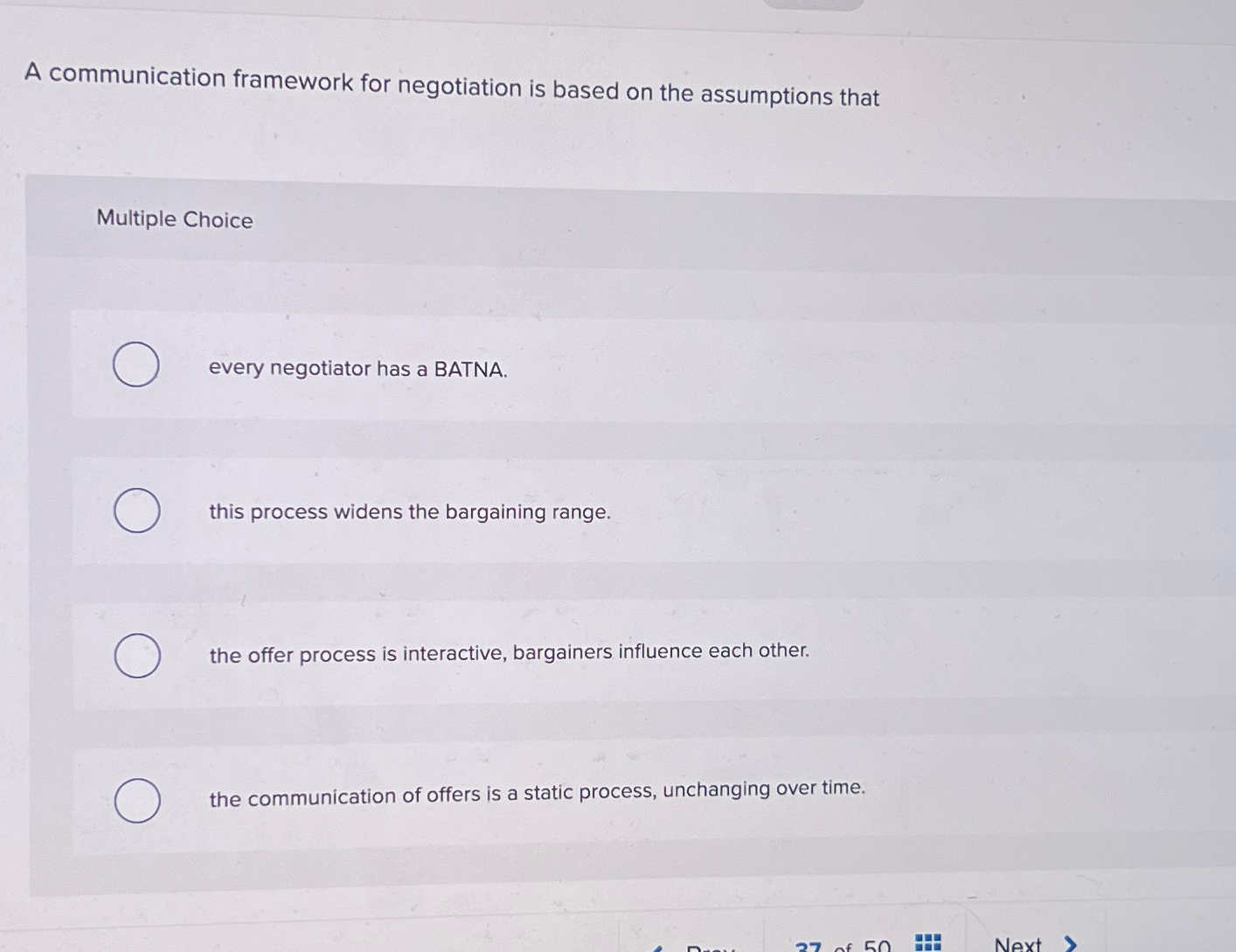 Solved A communication framework for negotiation is based on | Chegg.com