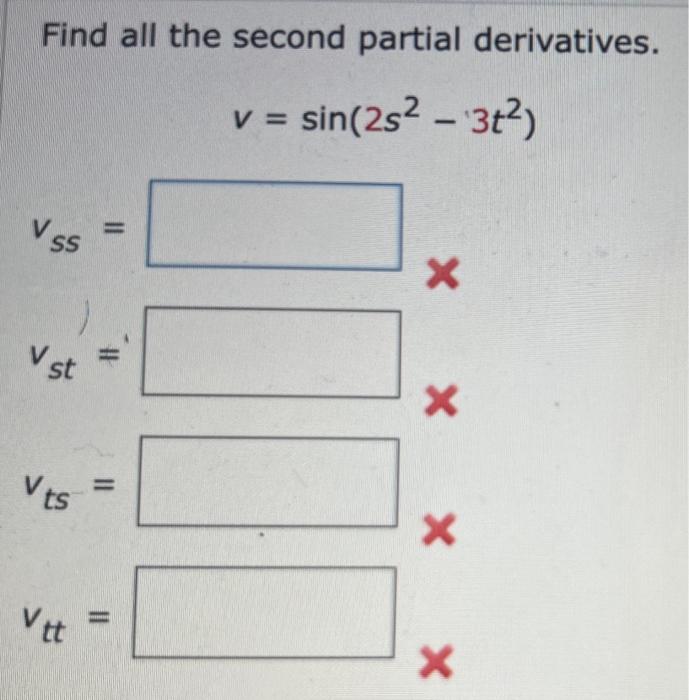 Solved Find all the second partial derivatives. | Chegg.com