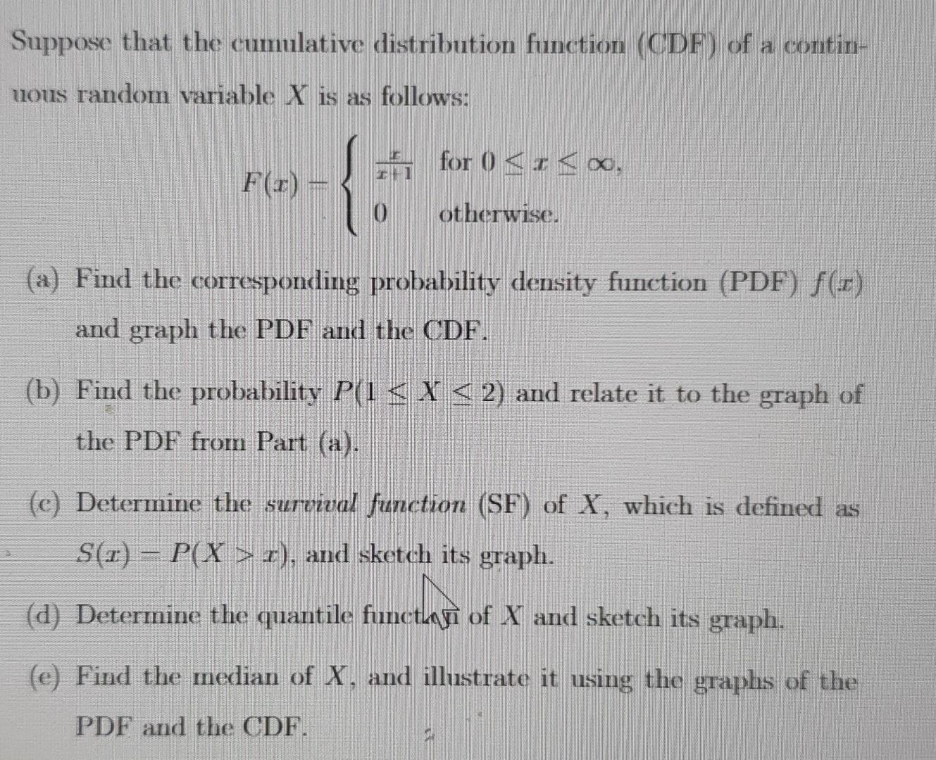 Solved Suppose that the cumulative distribution function | Chegg.com