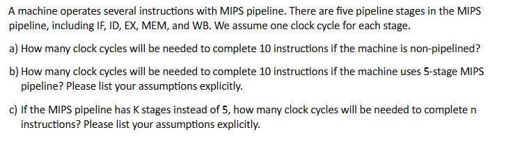Solved A machine operates several instructions with MIPS | Chegg.com