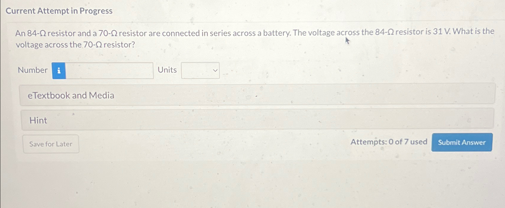 Solved Current Attempt in Progress\\nAn 84-\\\\Omega | Chegg.com