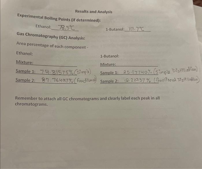 Use the given data of original sample of GC result | Chegg.com