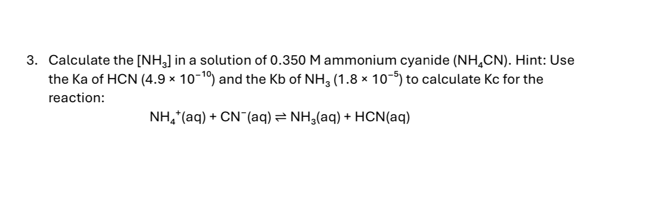 Solved Calculate the NH3 ﻿in a solution of 0.350 ﻿M ammonium | Chegg.com