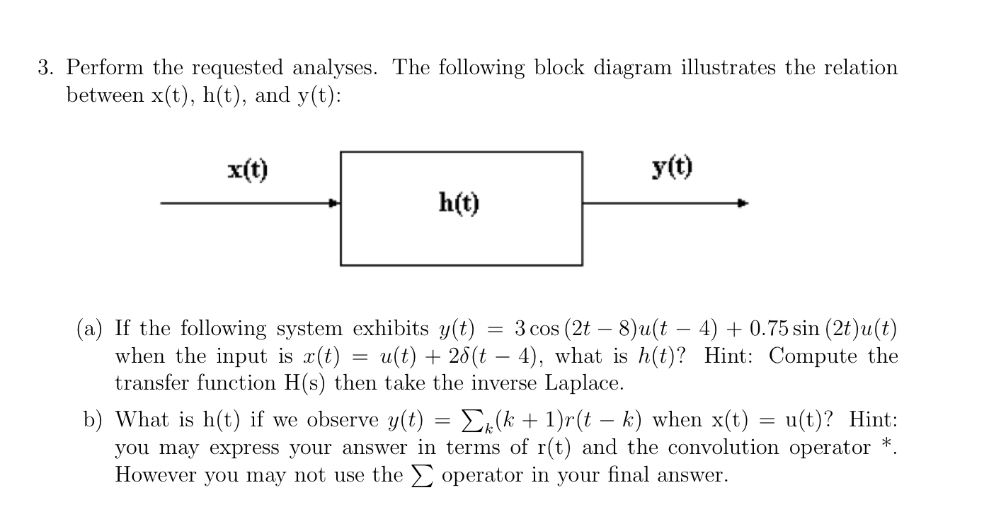 Solved Perform the requested analyses. The following block | Chegg.com