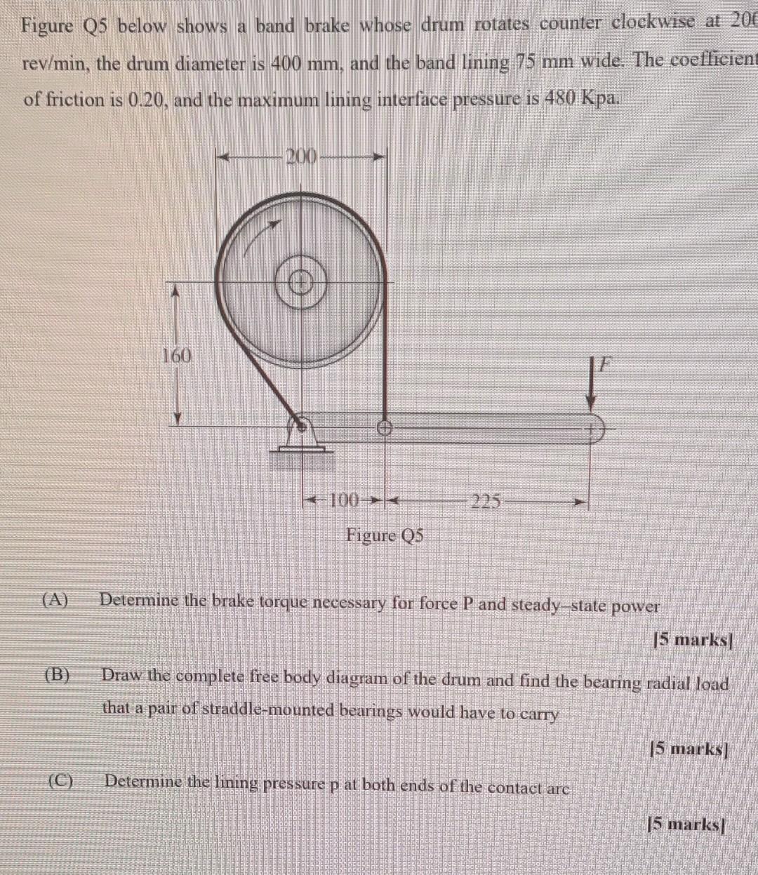 [solved] Figure Q5 Below Shows A Band Brake Whose Drum