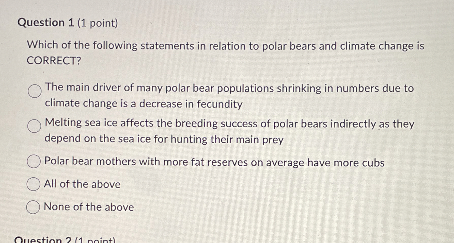 Solved Question 1 (1 ﻿point)Which of the following | Chegg.com