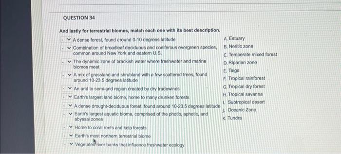 Solved Switching over to terrestrial biomes, what is the | Chegg.com