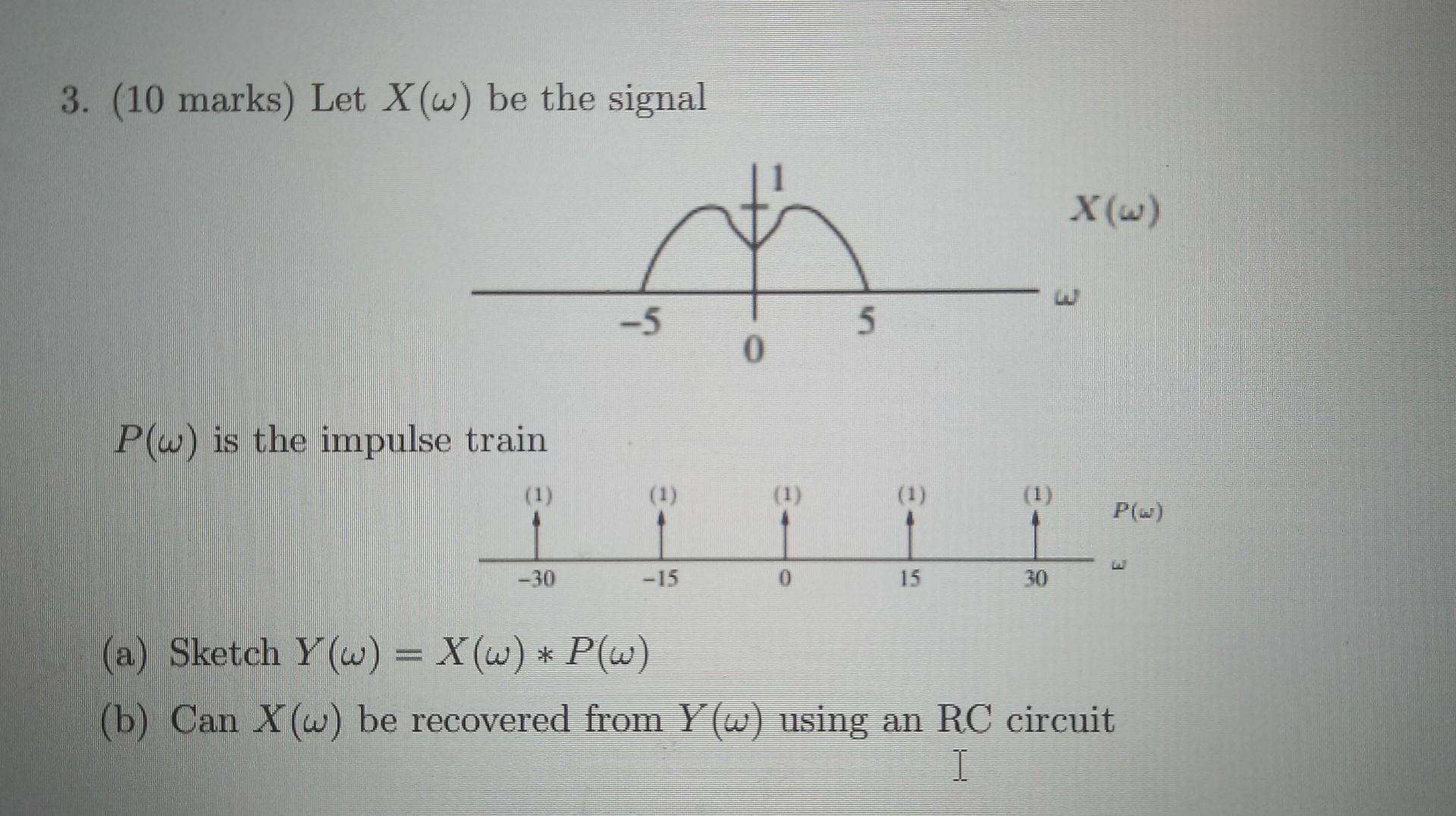 Solved 3. (10 marks) Let X(ω) be the signal P(ω) is the | Chegg.com