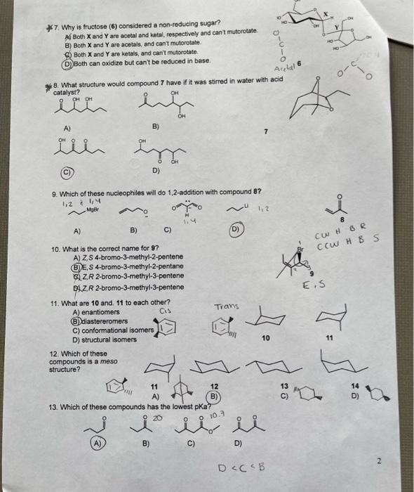 Solved 67. Why is fructose (6) considered a non-reducing | Chegg.com