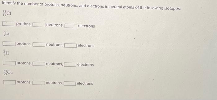 Solved Identify the number of protons, neutrons, and | Chegg.com