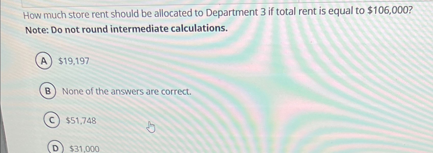 How much store rent should be allocated to Department | Chegg.com