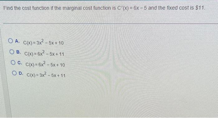 Solved Find the cost function if the marginal cost function | Chegg.com