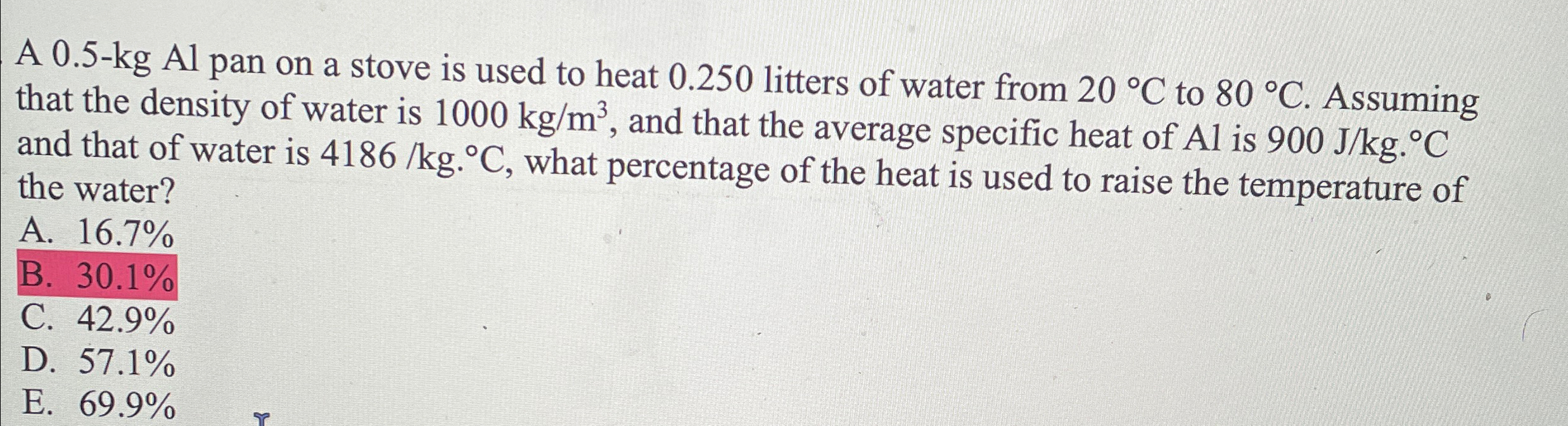 Solved A 0.5-kgAlpanonastoveisusedtoheat0.250 ﻿litters of | Chegg.com