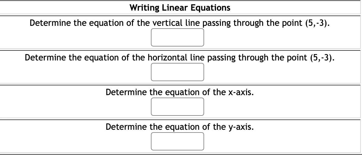 Solved Writing Linear EquationsDetermine the equation of the | Chegg.com