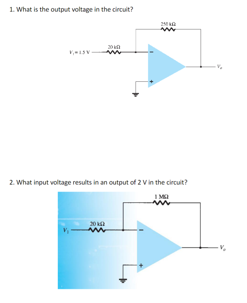 Solved What is the output voltage in the circuit?What input | Chegg.com