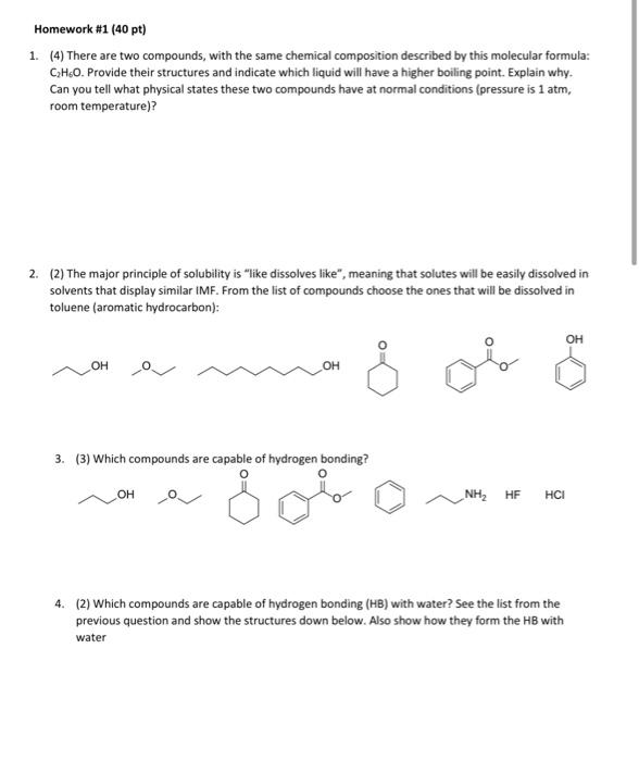 Solved Homework #1(40pt) 1. (4) There are two compounds, | Chegg.com