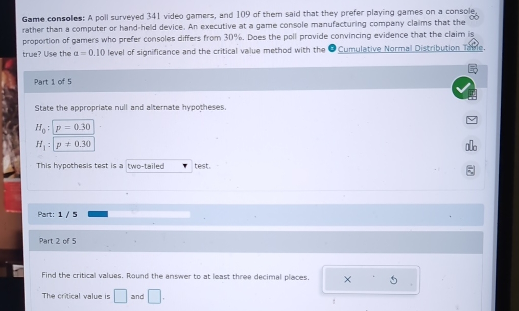 Solved Game consoles: A poll surveyed 341 ﻿video gamers, and | Chegg.com
