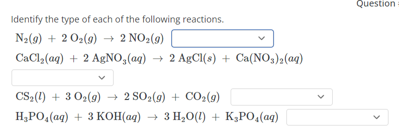 Solved Identify the type of each of the following reactions. | Chegg.com