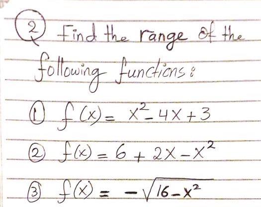 Solved (2) Find the range of the following functions: (1) | Chegg.com