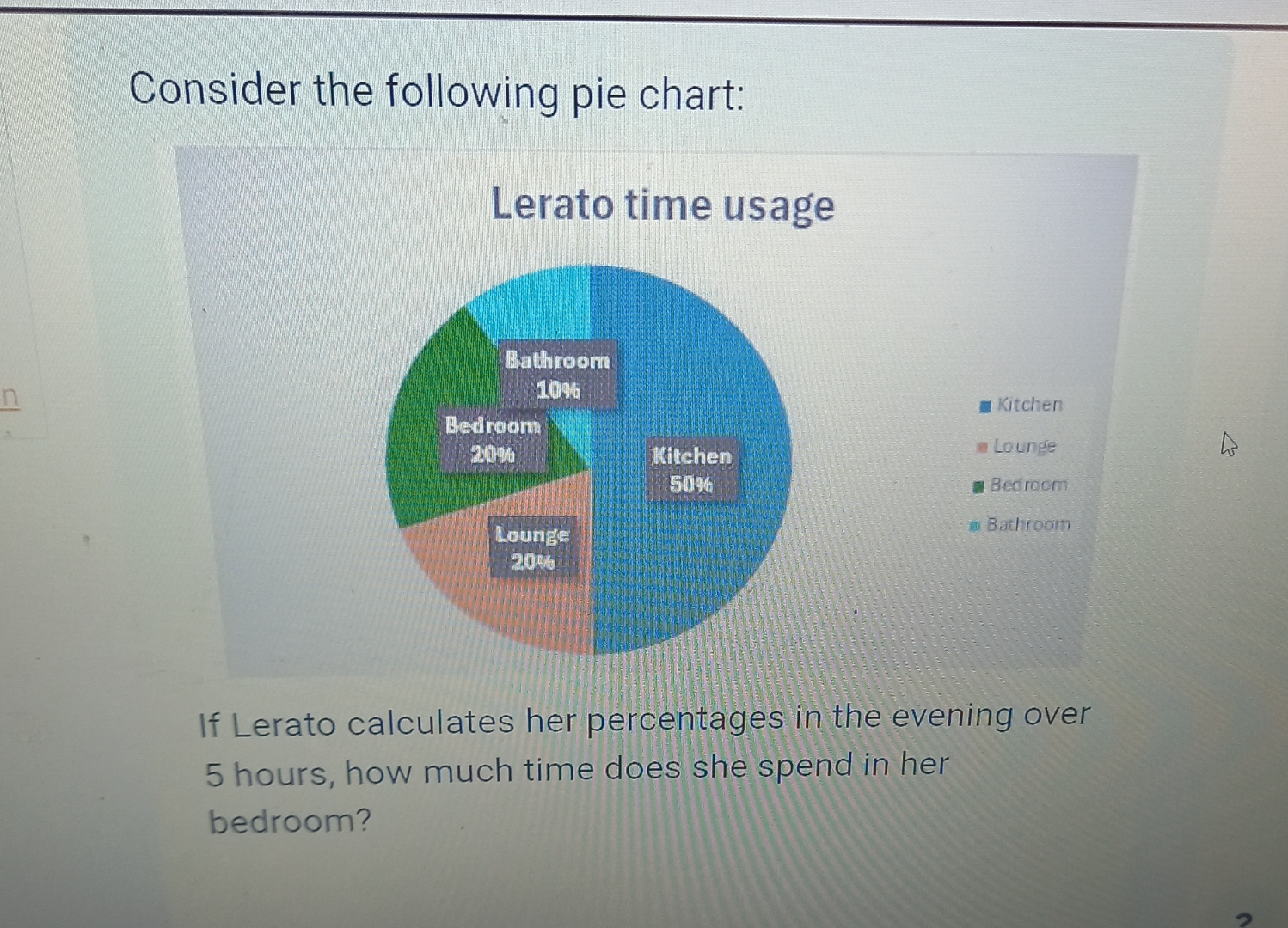 Solved Consider the following pie chart:Lerato time usageIf | Chegg.com