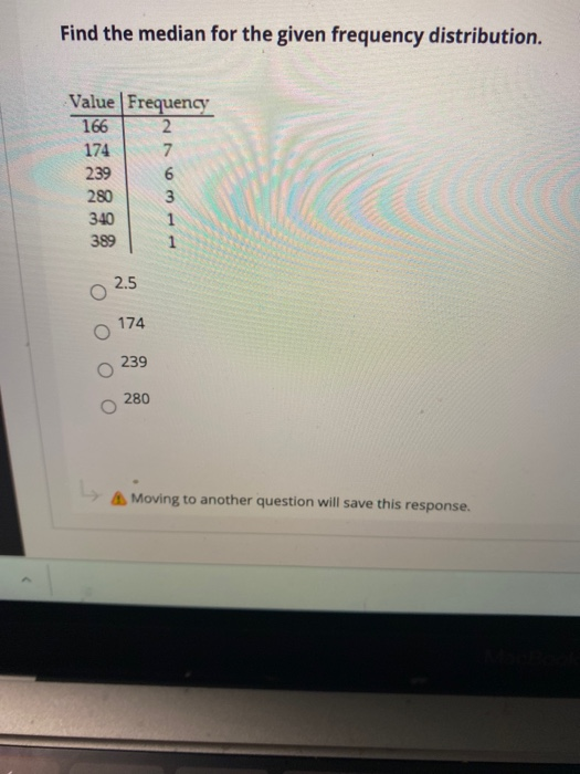 Solved Find the median for the given frequency distribution. | Chegg.com