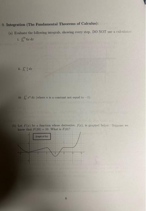 9. Integration (The Fundamental Theorems of | Chegg.com